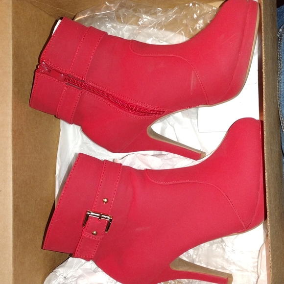 TOP Moda | Shoes | Red High Heel Ankle Boots Only Worn A Couple Times ...